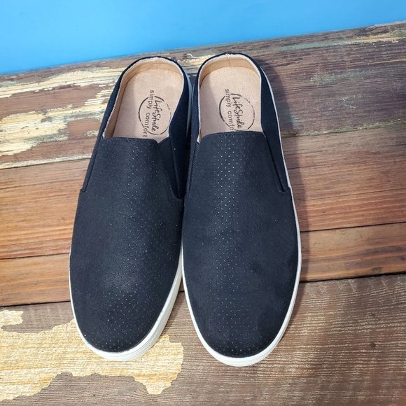 Life Stride | Shoes | Life Stride Black Suede Leather Slip On Backless ...